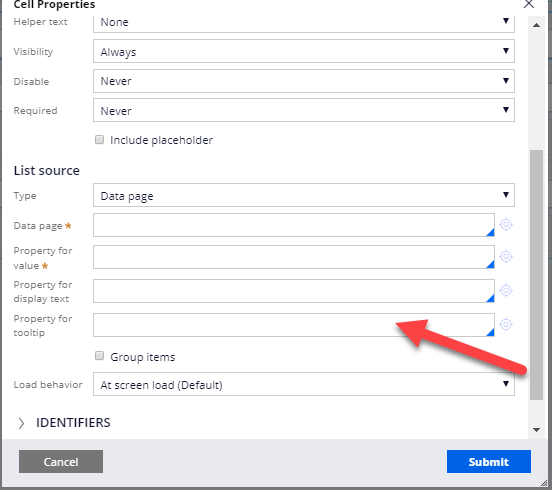 tool tip for drop down options( list source is Data Page) | Support Center
